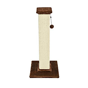 Amazon Basics Tall Cat Scratching Post with Jute Fiber and Brown Carpet, Large, 16’’ x 16’’ x 35’’