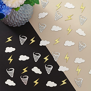 Sursurprise Tornado Party Decorations, Tornado Confetti Glitter for Table Cloud Lightning Bolt Paper Scatter, Twonado Fournado Storm Weather Birthday Party Supplies