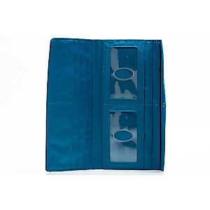 Big Skinny Women's Slimvelope Leather Tri-Fold Checkbook Slim Wallet, Holds Up to 40 Cards, Ocean Blue