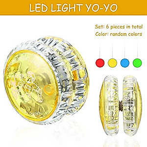 Sumind 6 Pieces LED Light Yo-Yo Plastic Responsive Yoyo Entertaining Yoyo for Beginner Party Favors (Random Colors)