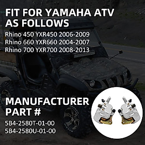 M MATI Front Left Right Brake Calipers & Pads for Yamaha Rhino 450 660 700 YXR450 YXR660 YXR700 5B4-2580T-01-00 5B4-2580U-01-00