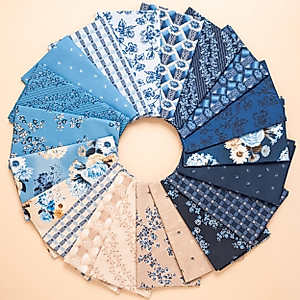 True Fabrics Bellflower Precut Fabric (Fat Quarter Bundle) - 20 pcs in 18" x 22" cuts
