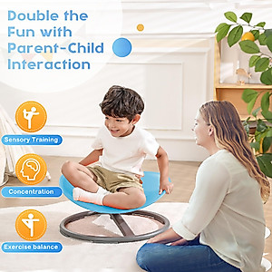 BABAMU Sensory Chair for Kids Autism Sensory Products Sit and Spin Autism Toys Spinning Chair ADHD Chair Swivel Chair Training Body Coordination (Blue)