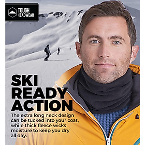 Tough Headwear Neck Warmer - Fleece Neck Gaiter, Winter Face Cover & Ski Scarf - Neck Cover for Men & Women for Cold Weather Black