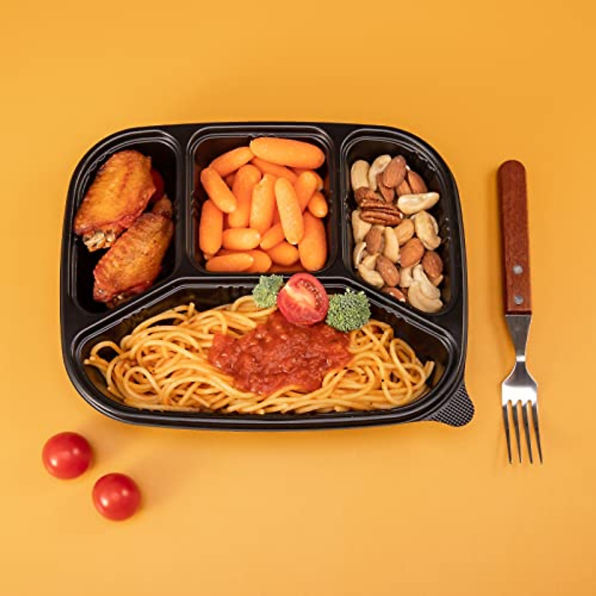 OTOR Meal Prep Containers 34oz Bento Boxes 4 Compartments with Clear Airtight Lids Food Storage lunch box Stackable Travel Containers 15 Sets BPA Free Dishwasher,Microwave,Freezer Safe