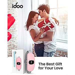 Period Heating Pads for Cramps, iDOO Portable Cordless Menstrual Heating Pad, FSA HSA Eligible, 3 Heat Levels and 3 Massage Modes, Fast Heating, Gifts for Women and Girl (Pink)