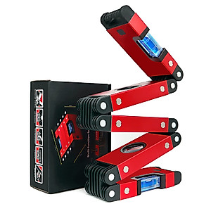 Multi-Function Foldable Level, 28 Inch Foldable Level Measuring Tool with 4 Easy-Read Level Bubbles 45°/90°/180°, Multi-Angle Measurement Woodworking Tool for Carpenters, Woodworkers, Fabricators
