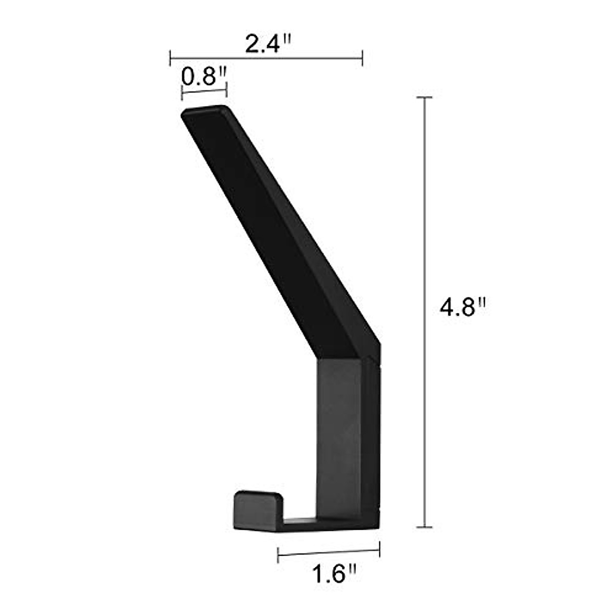 VOROMADU Coat Hooks Wall Mounted Towel Hook Heavy Duty Aluminum Double Robe Hanger for Bathroom Kitchen Office Farmhouse 2 Pack Anodized (Black)