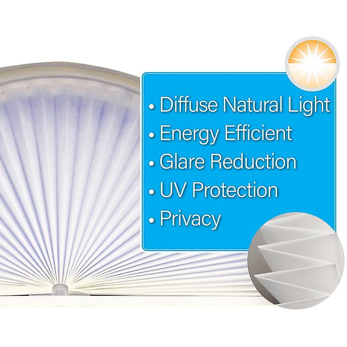 Redi Shade No Tools Original Arch Light Filtering Pleated Fabric Shade White, 72 in x 36 in