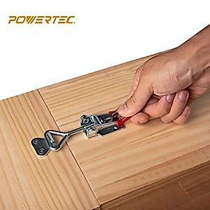 POWERTEC 2PK Toggle Clamp, 700 lbs Holding Capacity, 431 Adjustable U Bolt Latch w/Antislip Hand Grip for Woodworking Jigs & Fixtures, Smoker, Tire Carrier, Tool Box, Cabinet, Truck (20307-P2)