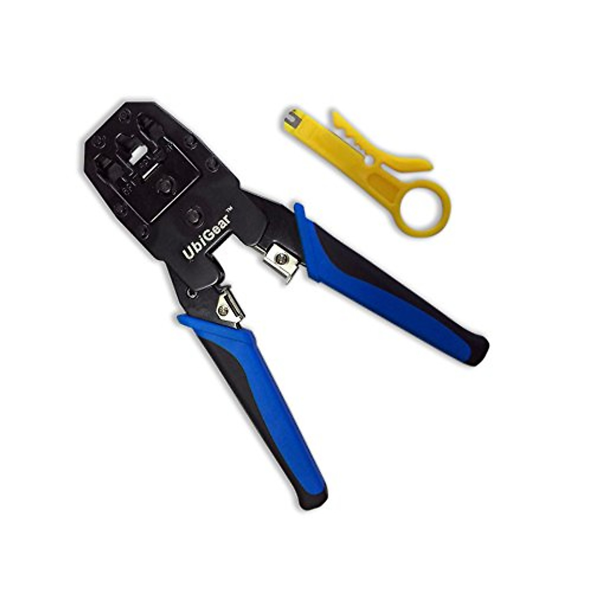 UbiGear® Network/Phone Cable Tester + RJ11/RJ12/RJ22/RJ45 Crimp Crimper +100 RJ45 CAT5 CAT5e Connector Plug Network Tool Kits (Crimper315)