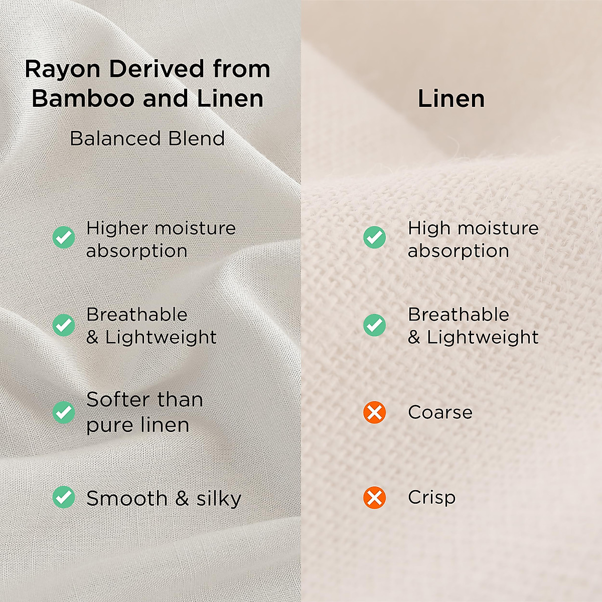 Bedsure Cooling Duvet Cover Queen,Rayon Derived from Bamboo Linen Blend Duvet Cover Queen,Linen Duvet Cover Set,3 Pieces,1 Duvet Cover 90x90 Inches and 2 Pillowcases,Comforter Sold Separately