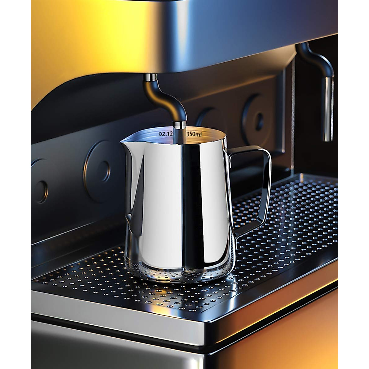 Milk Frothing Pitcher, Stainless Steel Art Creamer Cup Milk Frother Steamer Cup Stainless Steel Coffee Milk Frothing Cup,Coffee Steaming Pitcher 12oz/350ml