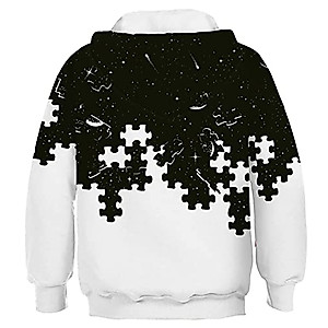 HaniLav Unisex Boy Girl 3D Print Graphic Galaxy Sweatshirts Pullover Kids Hoodies,Puzzle Astronaut,8-11 Years