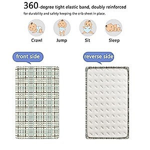 Retro Themed Fitted Mini Crib Sheets,Portable Mini Crib Sheets Soft and Breathable Bed Sheets-Baby Sheet for Boys Girls,24“ x38“,Seafoam Beige Brown