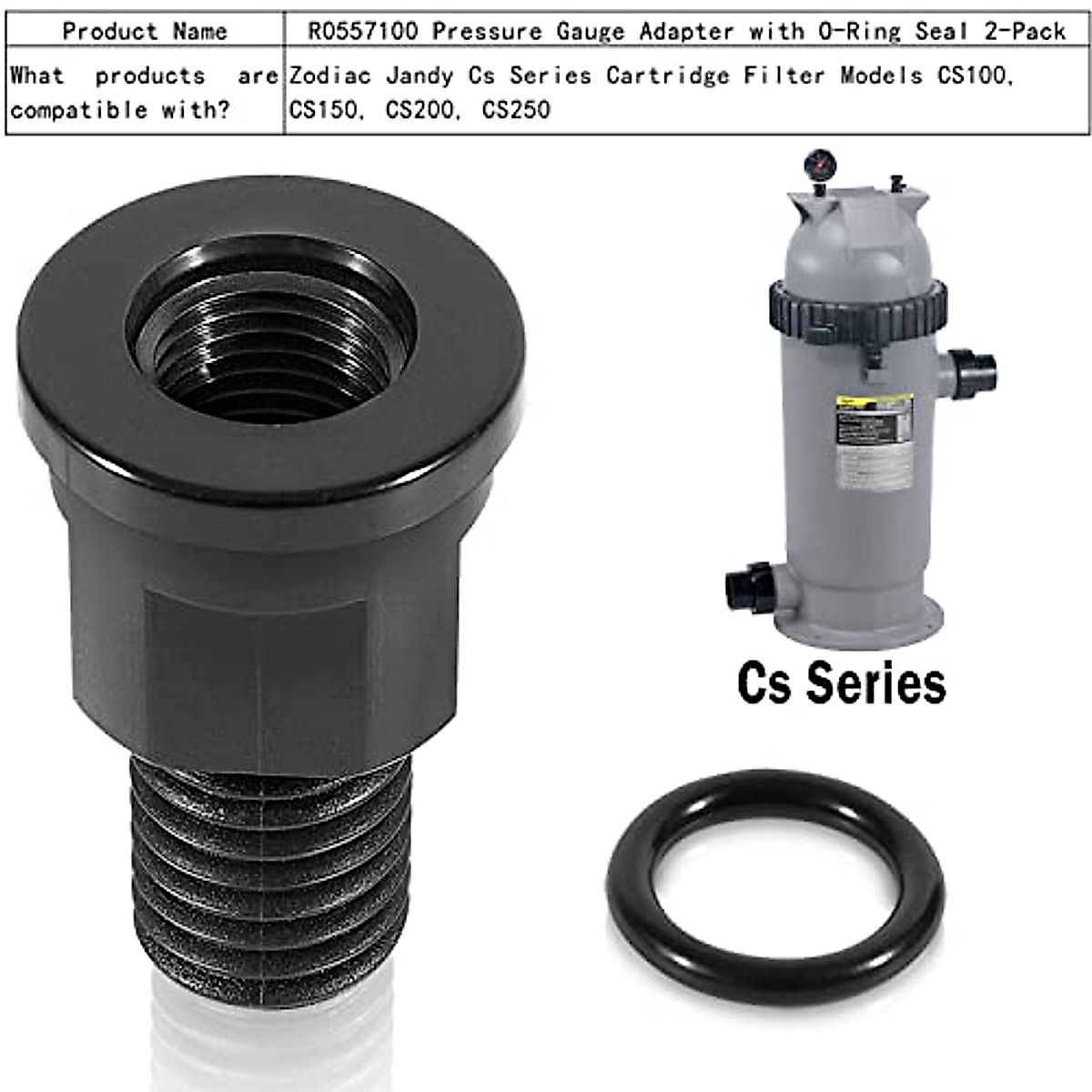 Deecaray R0557100 Pressure Gauge Adapter with O-Ring Seal,Compatible with Zodiac Jandy Cs Series Cartridge Filters