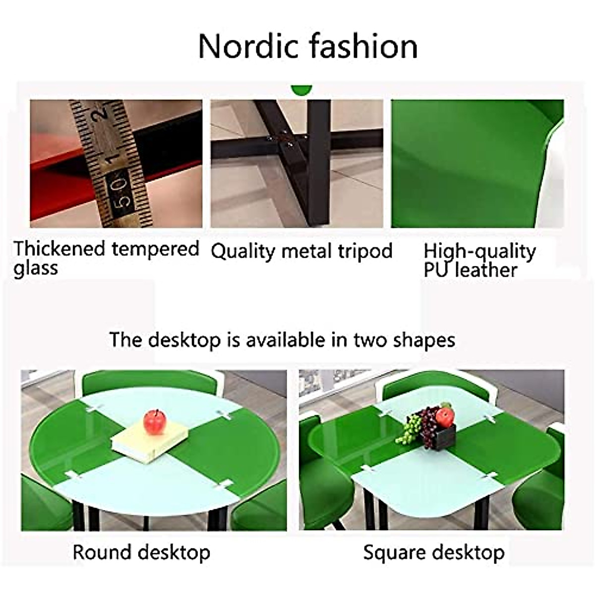 Office Business Hotel Lobby Dining Table Set, Home Dining Room Furniture Set 1 Table 4 Chairs Kitchen Bar Balcony Bedroom Library Billiard Hall Office (Color : Black, Size : Square)