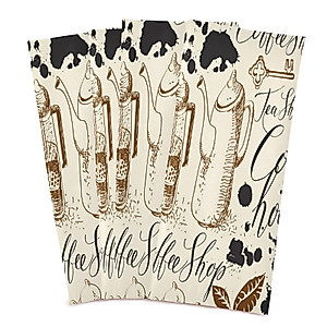 ALAZA Theme of Coffee and Coffee House Decorative Kitchen Dish Towels 1 Piece,Soft and Absorbent Kitchen Hand Towels Home Cleaning Towels Dishcloths,18 x 28 Inch