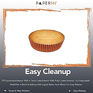 Round Paper Baking Mold 50pc, Disposable Eco- Friendly bakeware tart pans & Pie pan, Microwave Freezer Oven Safe, Providing Beautiful Forms for Bake & Serve, 3.5” x 1.25" 5oz