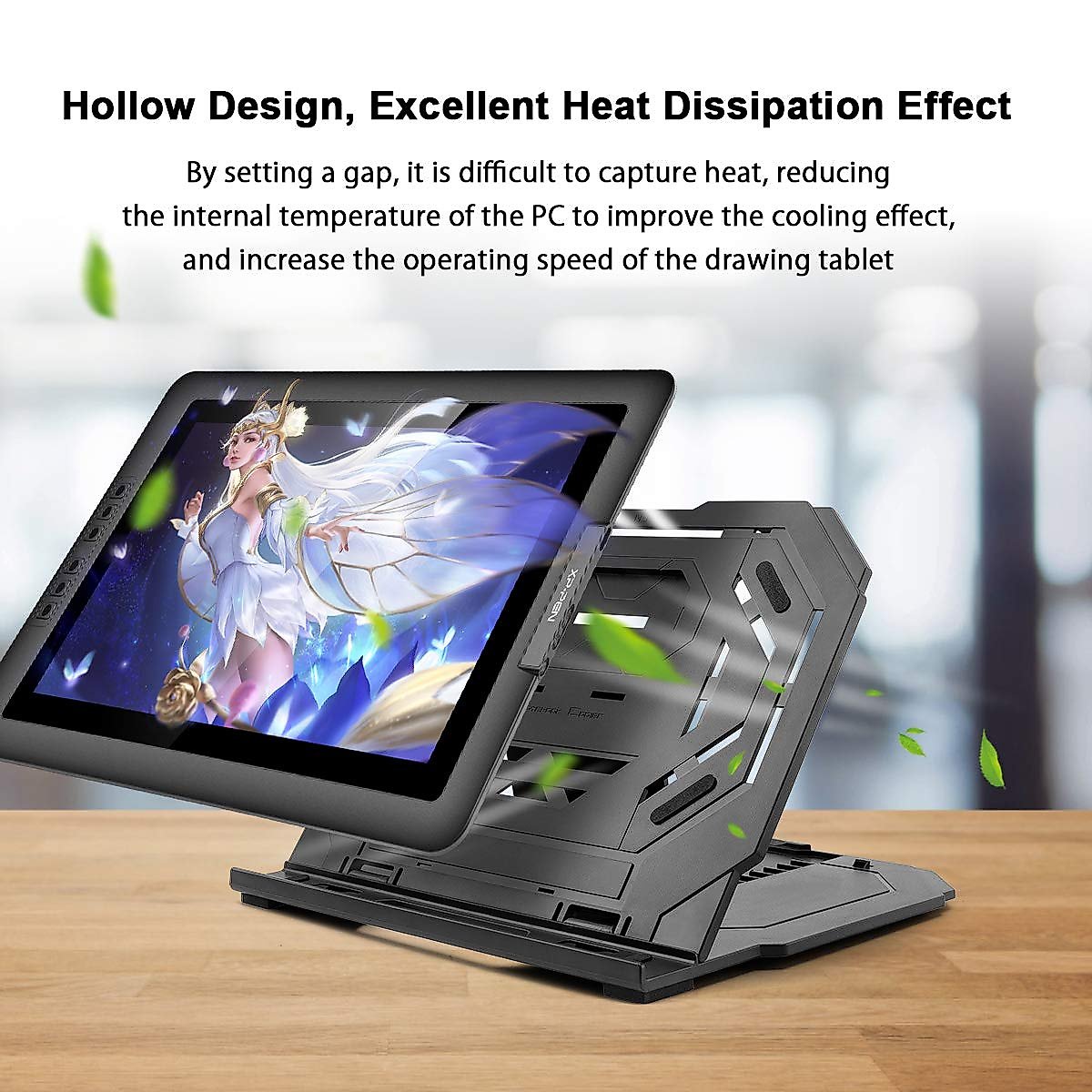 Frunsi Drawing Tablet Stand, Laptop Stand, Foldable Stand for Tablet Display, 9 Levels Adjustable Angles with a Built-in Phone Holder, for 12-17 inch Drawing Tablet, Smartphones