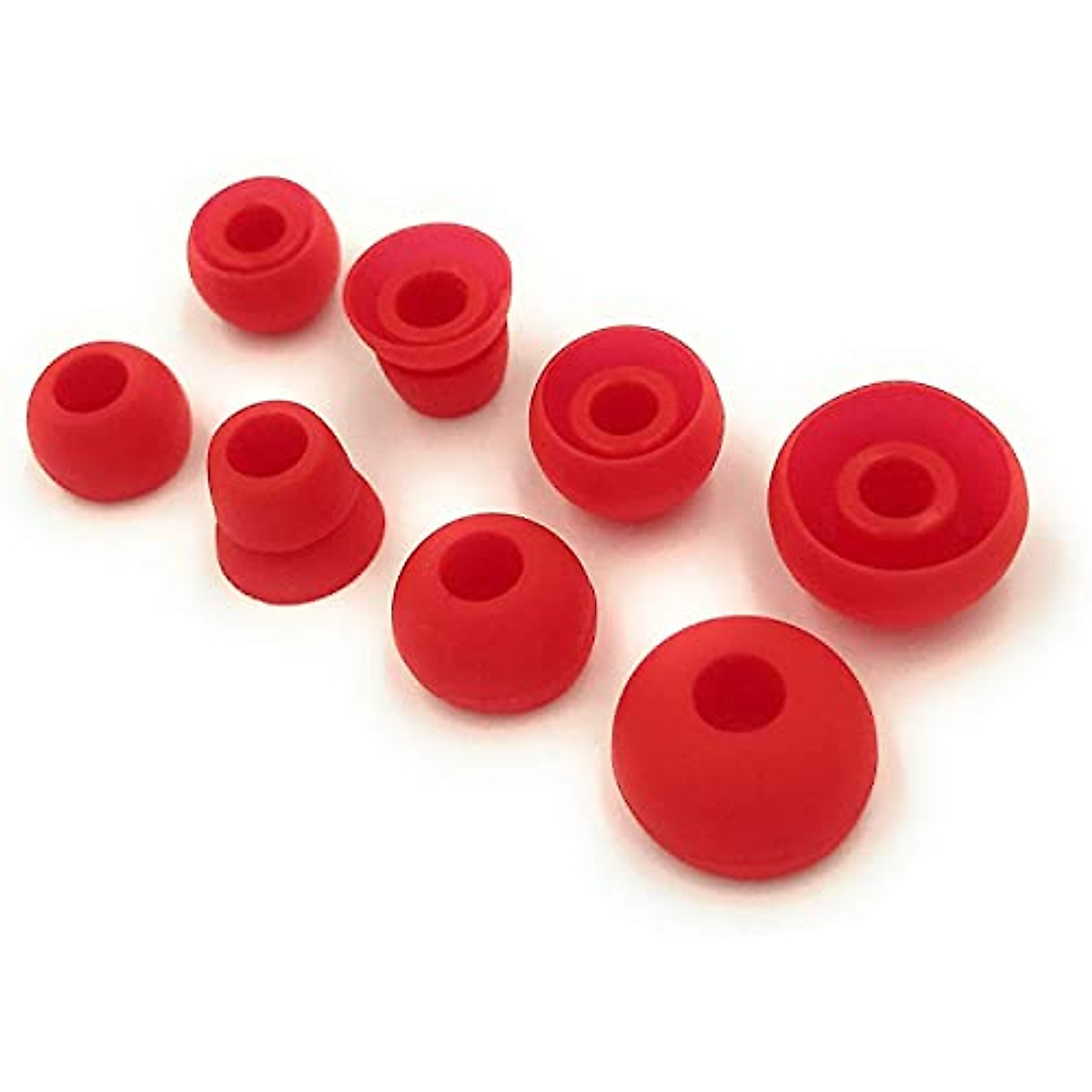 Softround Replacement Earbud Tips for Beats by Dr. Dre Powerbeats3 Powerbeats2 Wireless Stereo Headphones - Small, Medium, Large, and Double Flange (8pcs) (REd)