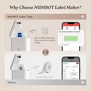 Label Maker D110 Bluetooth Thermal Label Maker Machine with Tape, Portable Inkless Label Printer Handheld & Rechargeable with Multiple Templates for Home Office, Compatible with iOS Android, White