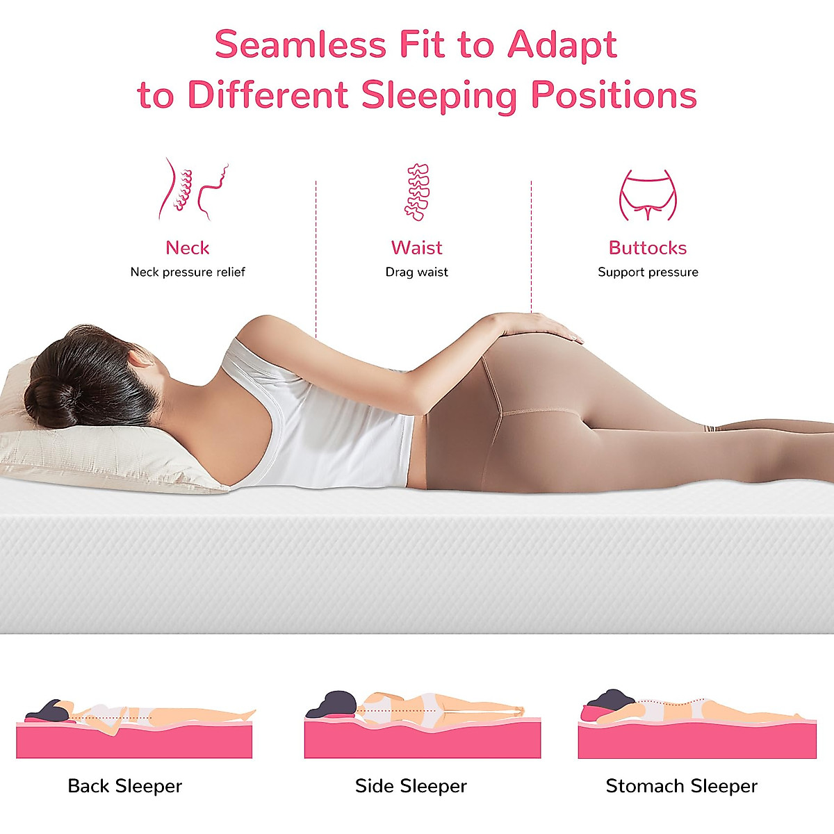 BLKMTY Mattress Twin 73.5" x 37" x 8" Twin Mattress Bed Mattress Gel Memory Foam Mattress Twin Gel Mattress for Cool Sleep Pressure Relief Soft Mattress in Box CertiPUR-US Certified Mattress