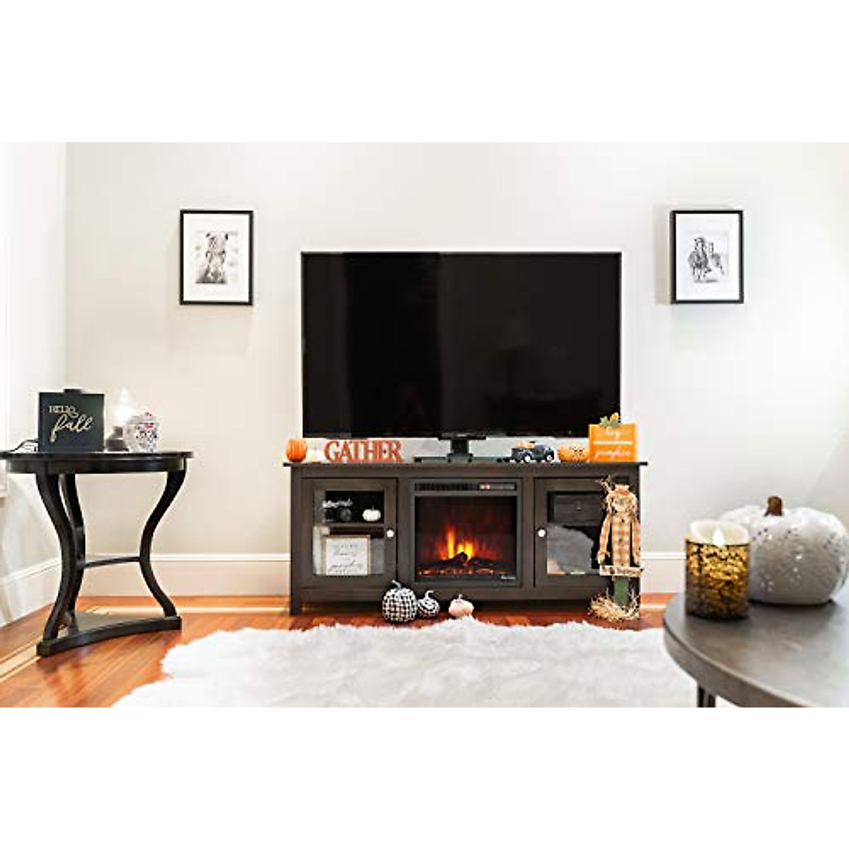 e-Flame USA Whistler LED Recessed Electric Fireplace Stove Insert with Remote - 3D Wood Burning Flame Effect - 28"x24" (Black)