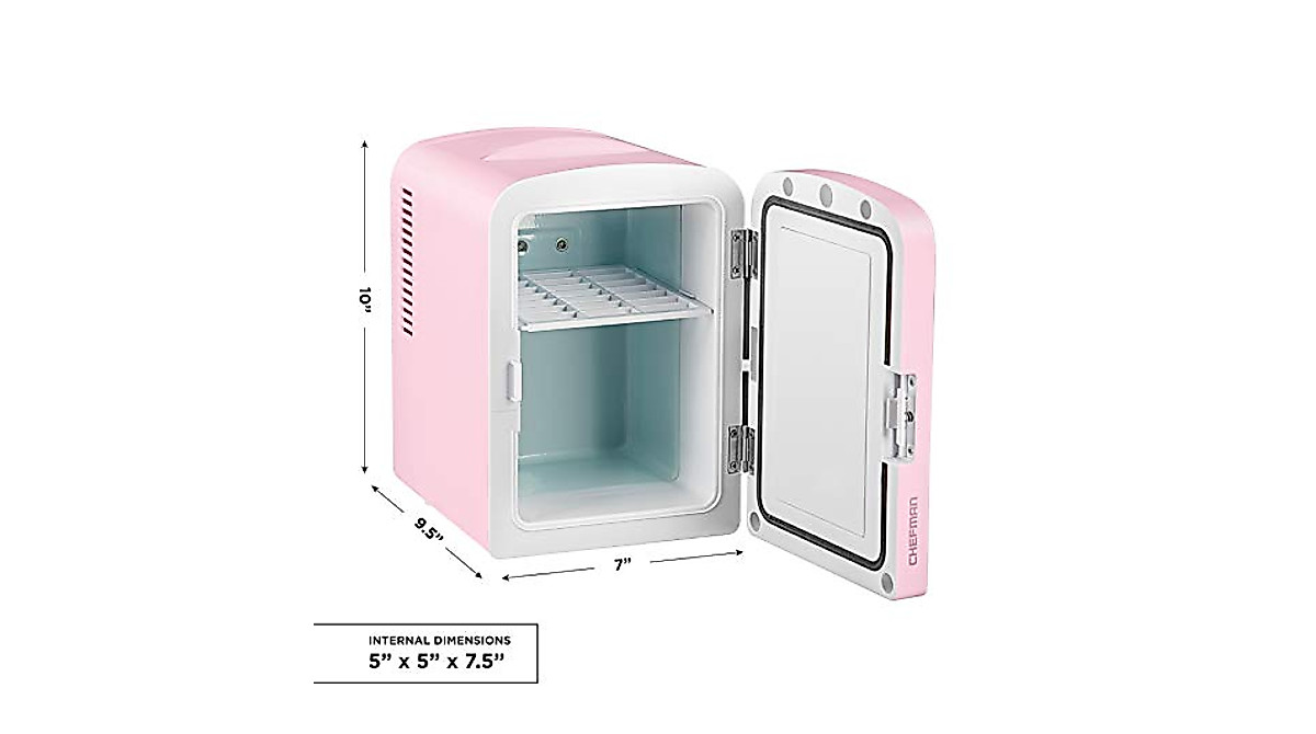 Chefman Portable Mirrored Mini Fridge for Beauty & Travel