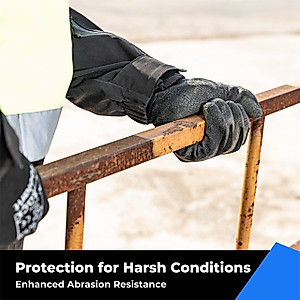 toolant Work Gloves Men, 12 Pairs Crinkle Latex Rubber Gloves for Construction, Gardening, Warehouse (Black, Large)