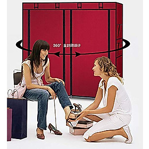 6 Tier Shoe Rack Organizer for 36 Pair Shoes, Double Rows 12 Lattices Free Standing Shoe Cabinet Storage Shelf Holder with Non-Woven Fabric Dustproof Cover,Large Portable Closet Shoe Tower (Wine Red)