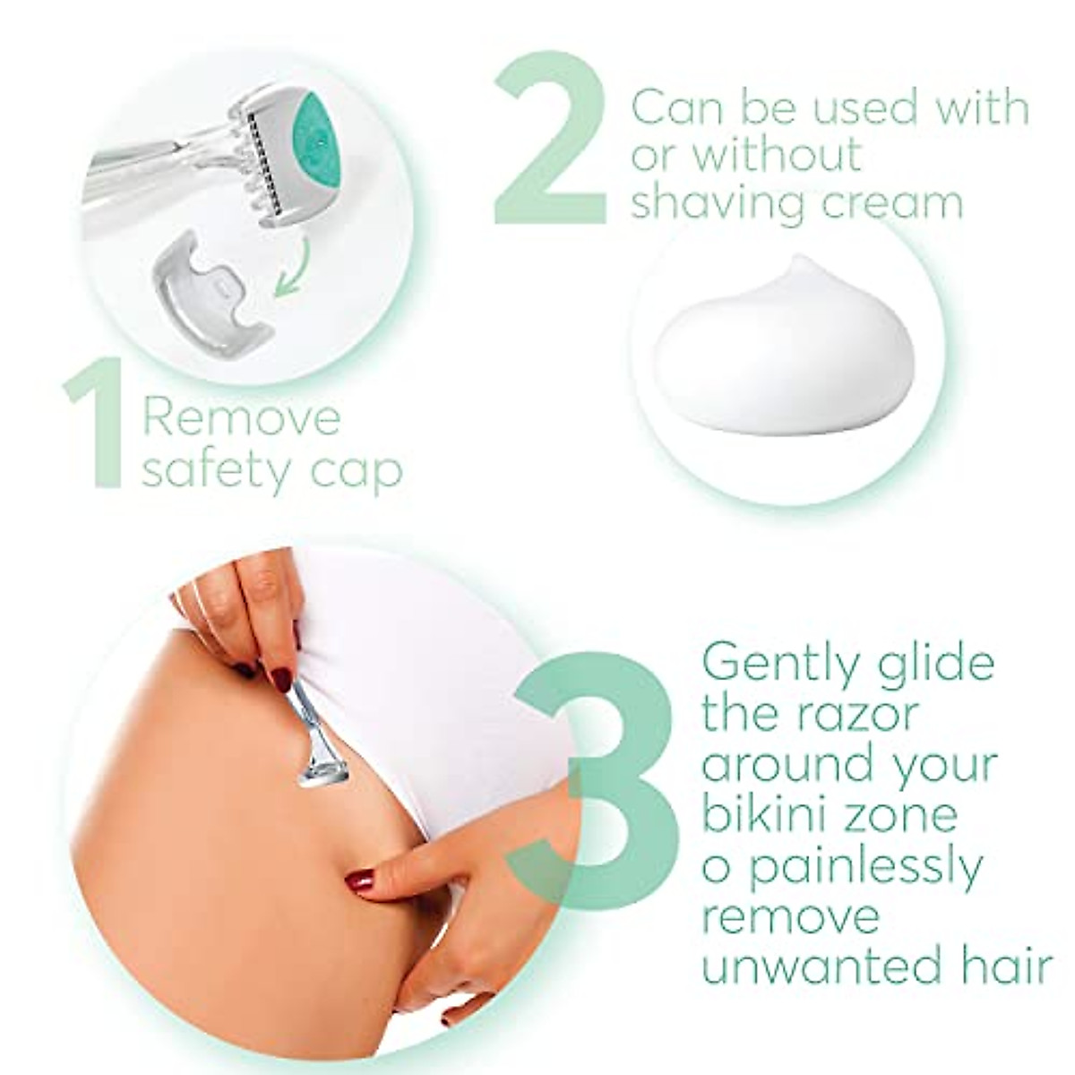 Kai About Body Bikini Shavers - Gentle Razors for Shaving, Trimming & Exfoliating - Includes 3 Beauty Groomers