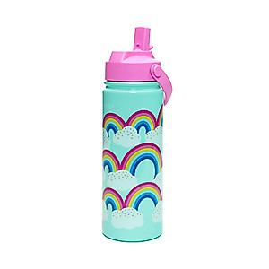 Yoobi Rainbow Sprinkles Stainless Steel Water Bottle – 18 oz w/Spill-Proof Lid Straw – Dishwasher Safe Adult Water Bottle, Kids Water Bottle – BPA & PVC-Free Leak Proof (Mint Rainbow Sprinkles)
