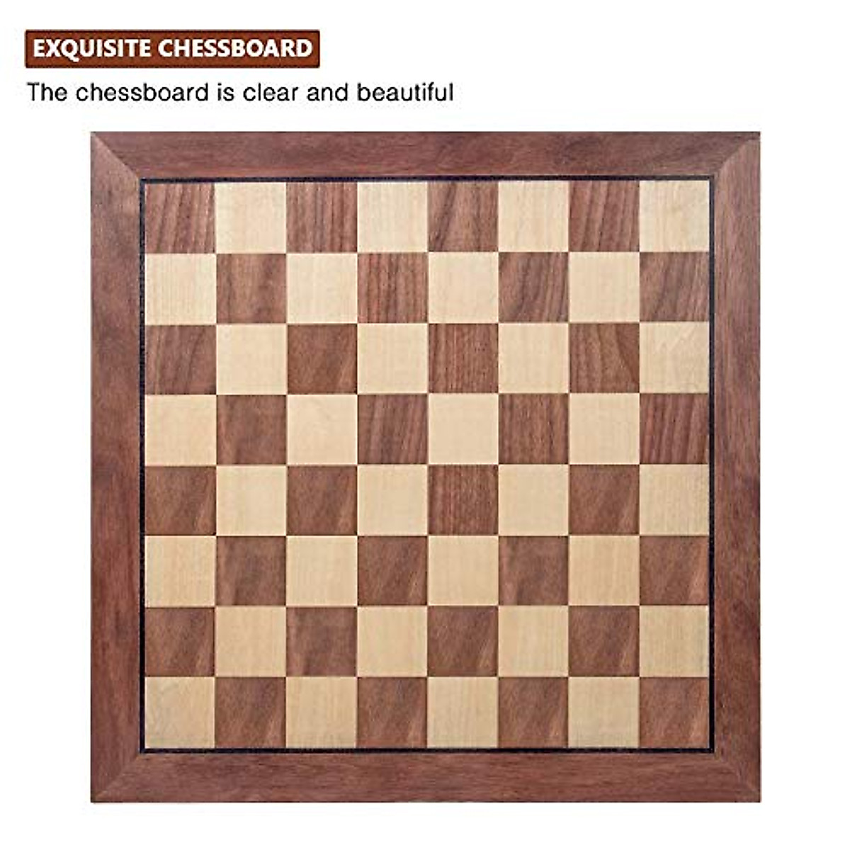 AMEROUS 15 inches Wooden Chess Board Only, Professional Staunton Tournament Chessboard No Pieces with Gift Package - Chess Rules, Portable Chess Board for Beginners, Kids, Adults