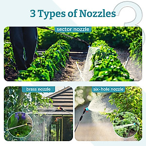 2 Gallon Electric Garden Sprayer, Battery Powered Sprayer with 3 Mist Nozzles, Yard Pump 2 Gallon Sprayer with Retractable Wand, Water Lawn Sprayer with Adjustable Shoulder Strap for Gardening