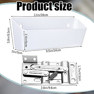 2 Pack Tip Out Tray for Sink with Hinges 11 Inch Front Sink Drawer Tip Out Tray Kit False Drawer Front Clips Flip Sponge Holder for Kitchen, White
