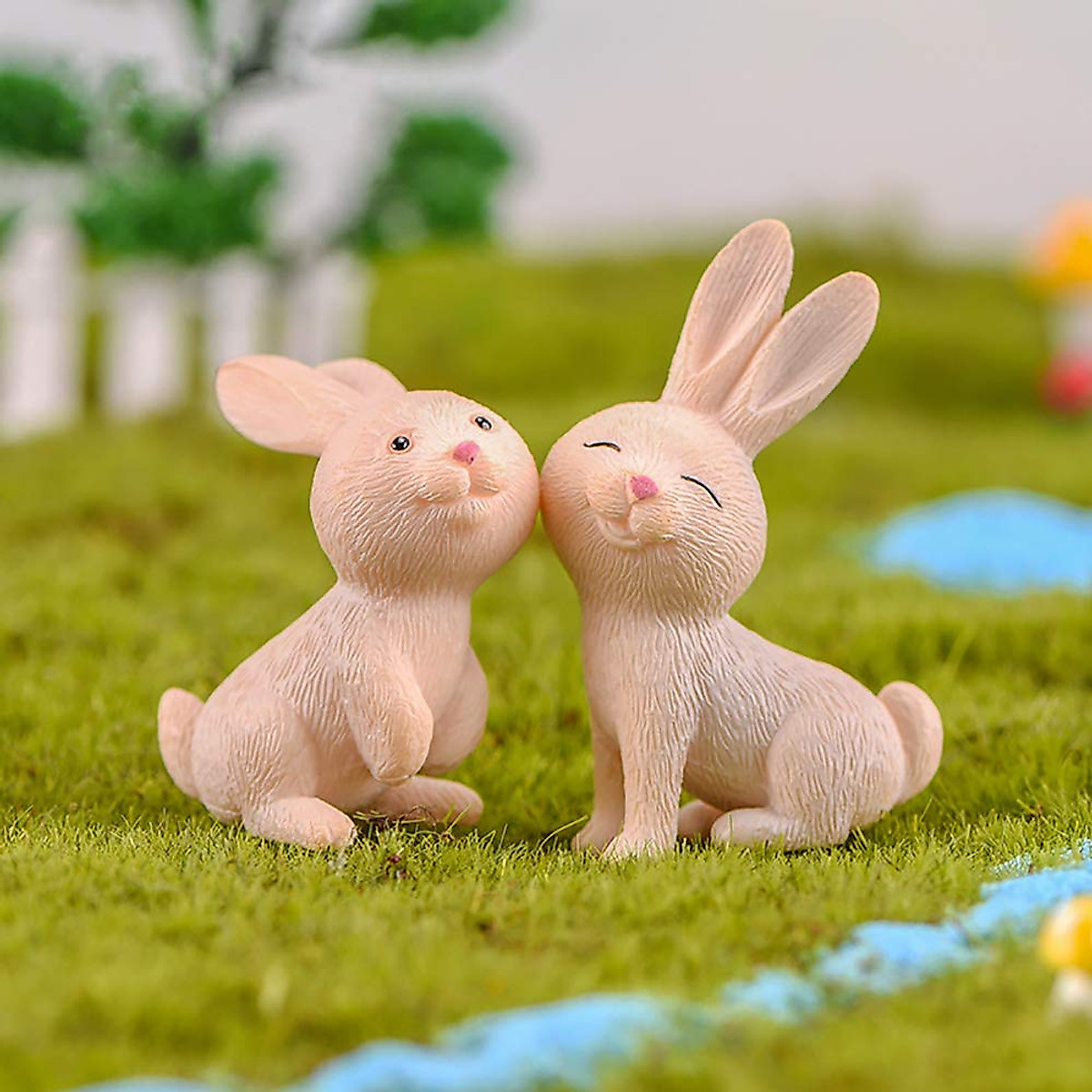 MAOMIA 7 Pcs Rabbit Figures for Kids, Animal Toys Set Cake Toppers, Rabbit Fairy Garden Miniature Figurines Collection Playset for Christmas Birthday Gift Desk Decoration