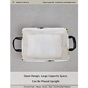 ONOEV Rectangular Folding Laundry Basket, waterproof Canvas Basket,gift basket,Suitable for children's room,Office,Clothes,Toys Storage（Bee）