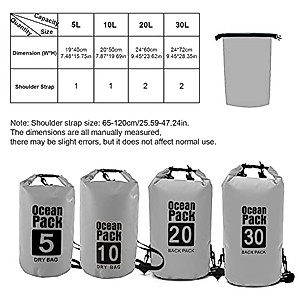 JIMACRO Dry Bag Waterproof Backpack, 30L Roll Top Float Lightweight Dry Bags Shoulder Strap Backpack, 500D Tarpaulin Wet Bag for Travelling Fishing Cycling Kayaking Swimming Boating