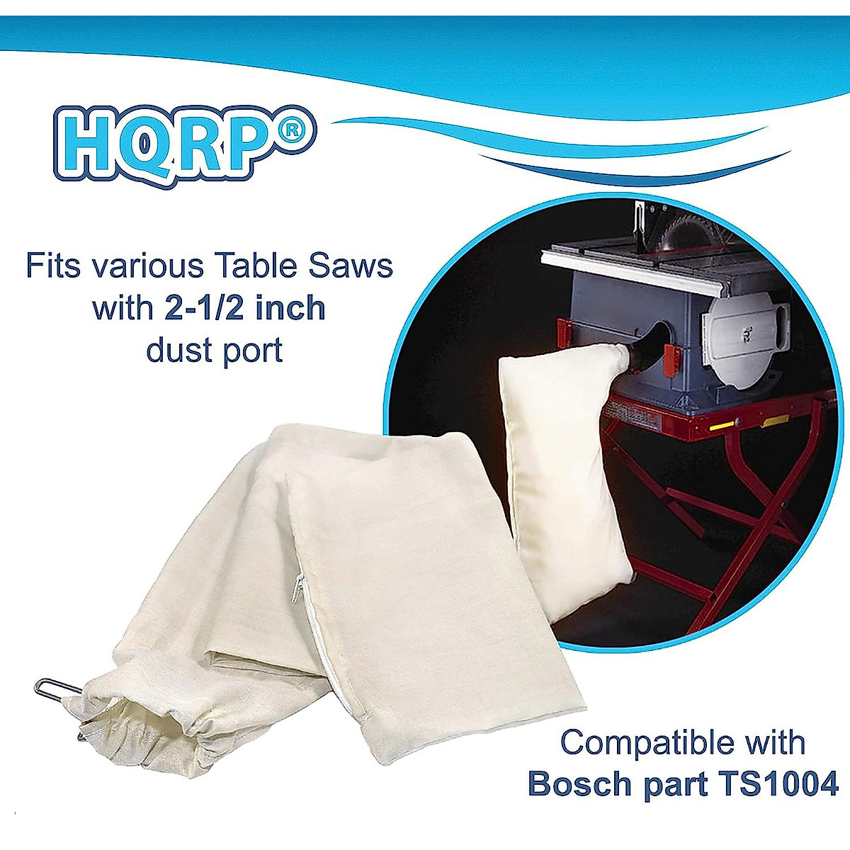 HQRP Dust Collector Bag Compatible with Bosch Rigid Ryobi DeWalt Kobalt Skilsaw Craftsman Porter Cable Delta Makita 10" Tablesaws with 2.5" Dust Port