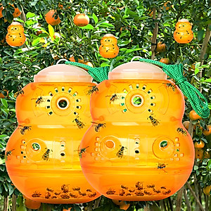 Landisun Wasps Traps Outdoor Hanging Bees Traps Catcher 2pack Wasps Deterrent Killer Insect Catcher Outdoor Hanging Non-Toxic Reusable Hornet Yellow Jacket Trap Hanging