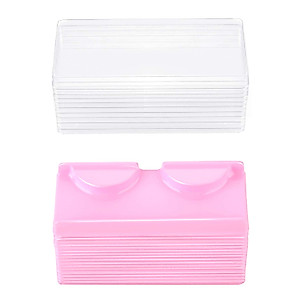 Blulu 50 Packs Minifalse Eyelash Storage Box Empty False Eyelash Care Storage Case Box Container Holder Plastic Lash Cases Makeup Organizer (Pink)