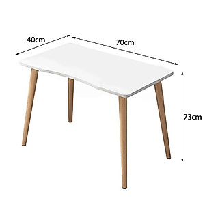 Modern Computer Desk, 27.56" x 15.75" Ergonomic Arc Design Thickened Plate Spacious Desktop Computer Desk Solid Wood PC Work Writing Table (White)