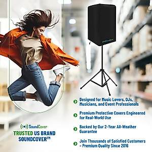 12-Inch PA/DJ Speaker Cover – Black 420D Polyester with Silver UV50 Coating – Water-Resistant, Protective Bag for Stand-Mounted Powered Speakers – Lightweight, Open-Bottom Design (Single Cover)