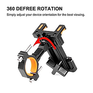 Maxitino Bike Phone Mount, Aluminum Bicycle Motorcycle Cell Phone Holder 360° Rotation Bike Handlebar Phone Cradle, Compatible with Smartphones Between 7cm-9.5cm Wide (Silver)