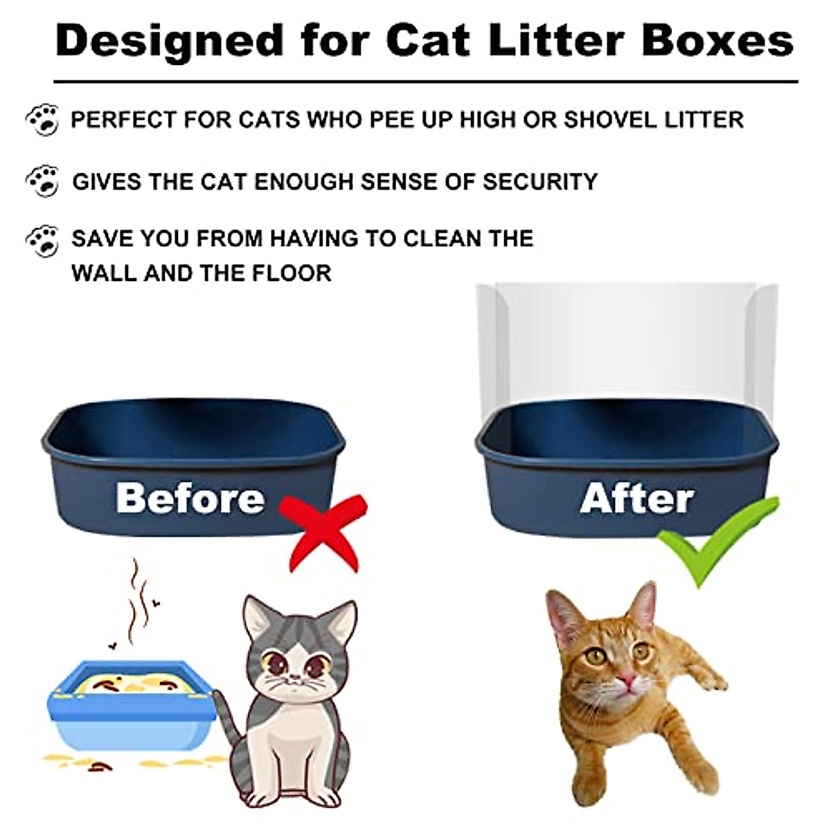 3Pcs Cat Litter Box Pee Shields, Cat Litter Box Splash Guard, Easy Clean Cat Litter Pan Pee Privacy Shields - Litter Box Not Included