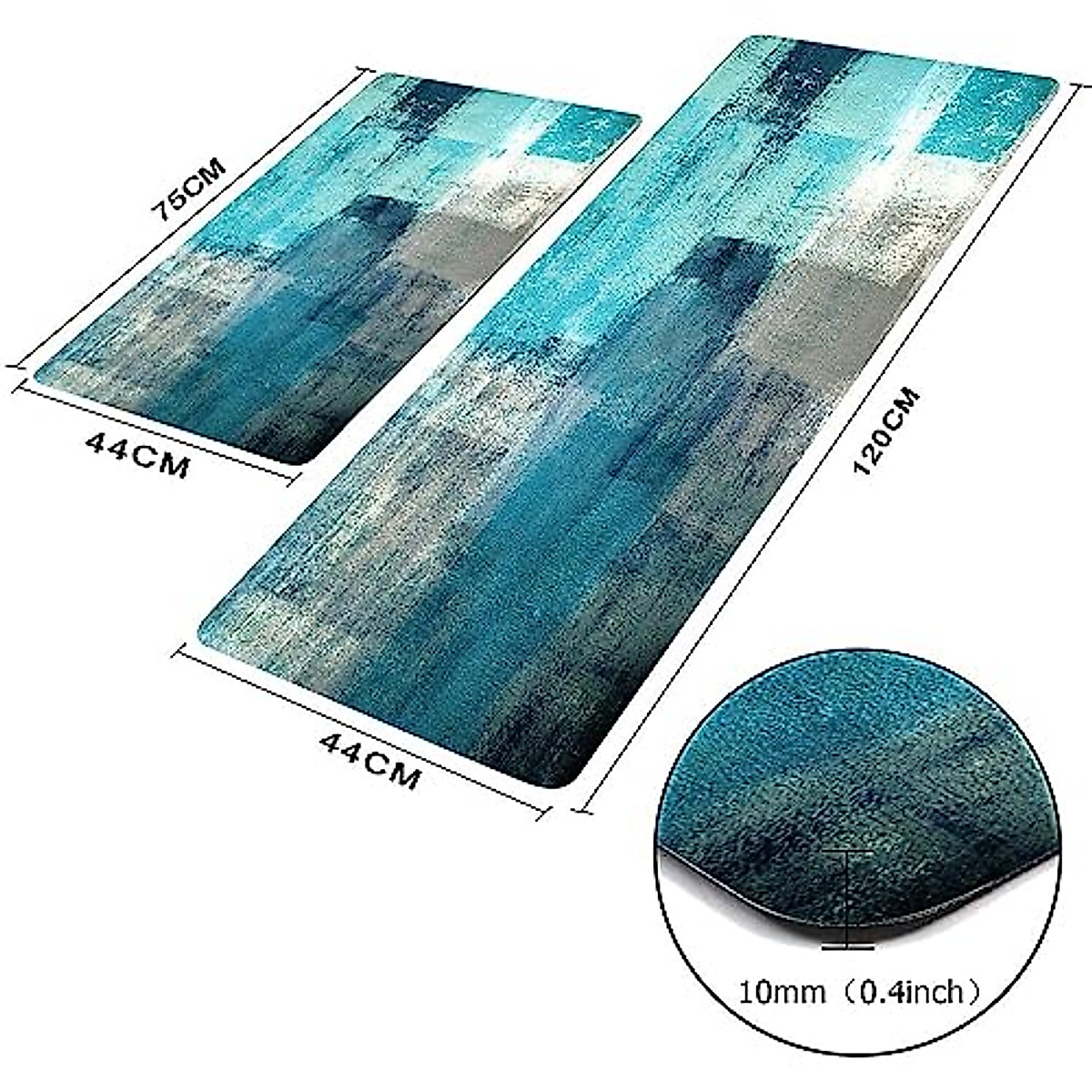 TOMWISH Turquoise Kitchen Rug 2PCS Anti-Fatigue Floor Mat Abstract Non Slip Kitchen Rugs and Mats Waterproof PVC Ergonomic Comfort Standing Mat Kitchen Rugs and Runner Sets for Kitchen,Sink,Laundry