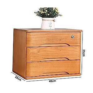 A4 Flat File Cabinet, Office Desktop Drawer Storage Cabinet with Lock, 3- Layer Wooden Storage Box, Small Chest of Drawers(Size: 4028 31cm)