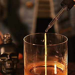 Tvoip 1Pcs Skull Bitter Bottle Glass Dropper Bottle 1OZ/30ML Skull Shape Bottle of Halloween, Cocktail Bar,Essential Oil Bottle with Pipette,Empty Refill Glass Bottle (1oz/30ml)