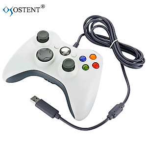 OSTENT Wired USB Controller Gamepad Joystick for Microsoft Xbox 360 Console Windows PC Laptop Computer Video Game Color White